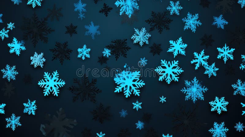 Vibrant Blue Snowflake Pattern on Dark Winter Background. Stock ...
