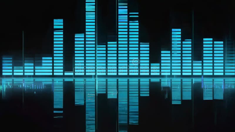 Futuristic Blue Sound Waveforms with Digital Equalizer Bars for Tech ...