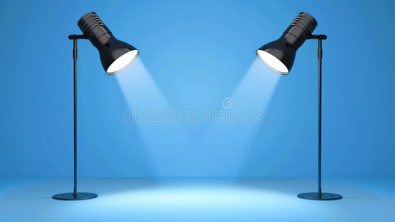 Vibrant Blue Spotlight Background with Stylish Studio Lamps for a ...