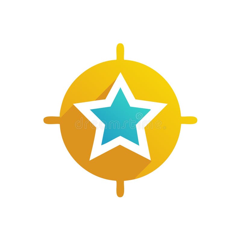 Vibrant Blue Star Icon Centered in a Golden Target Symbol with a Modern ...