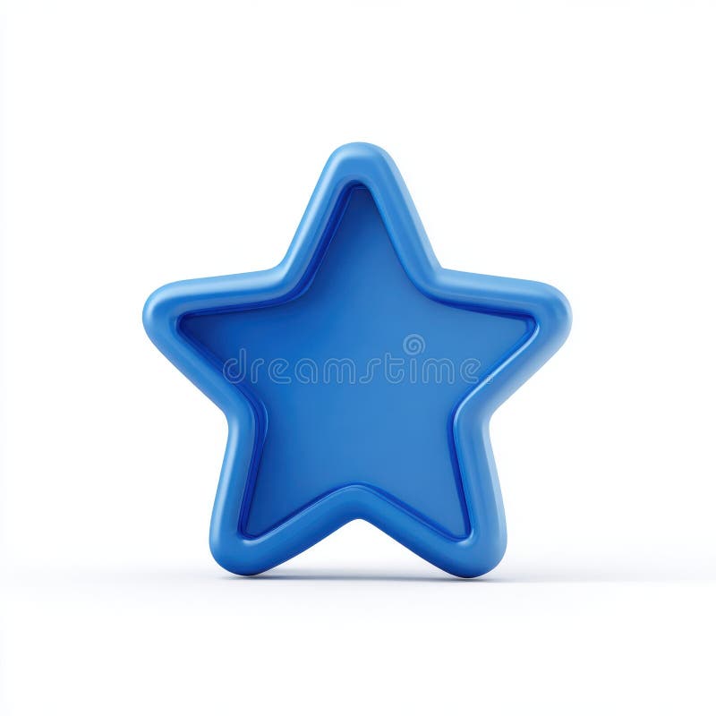 3D Render of a Puffy Blue Star Icon on White Background Stock ...