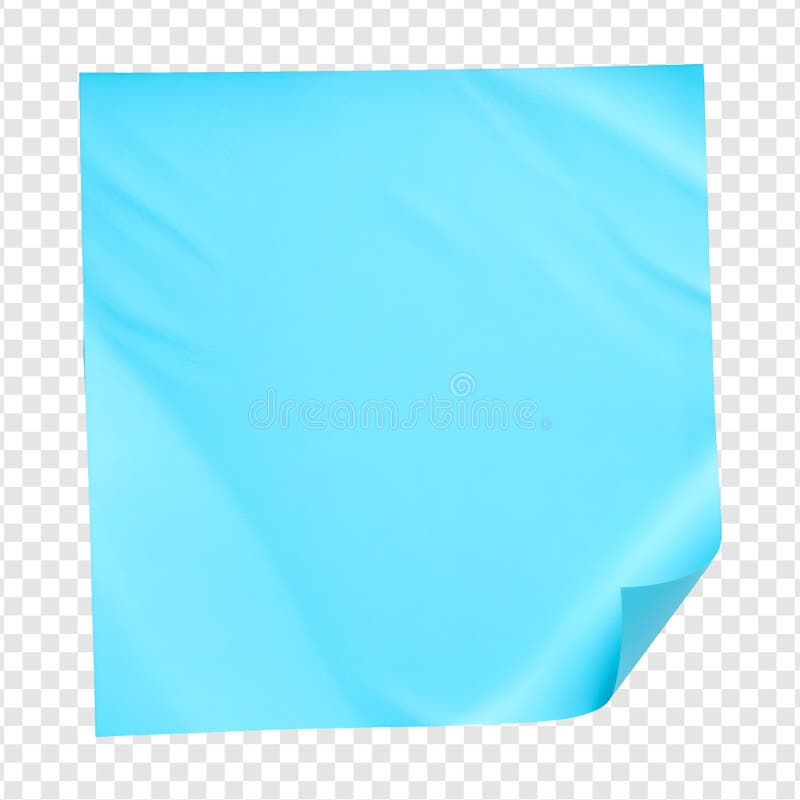 Vibrant Blue Sticky Note with Folded Corner on Transparent Background ...