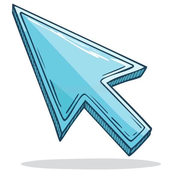 Vibrant Blue Stylized Hand Drawn Computer Mouse Pointer Cursor ...