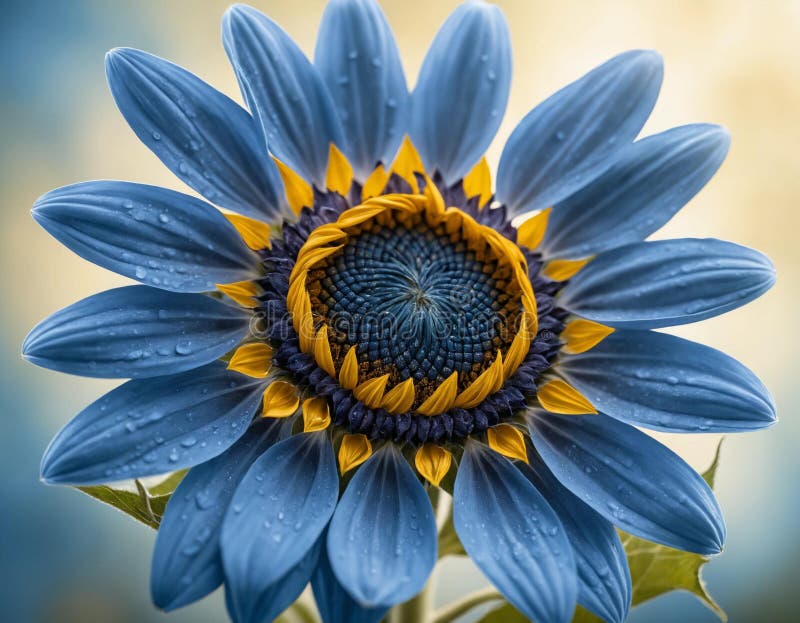 A Vibrant Blue Sunflower in Full Bloom, Captured with a Shallow Depth ...