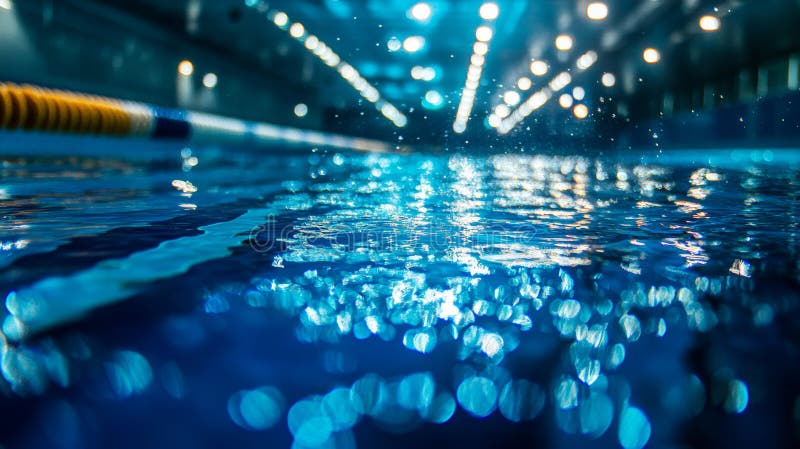 Vibrant Blue Swimming Pool Water Reflecting Bright Light Patterns and ...