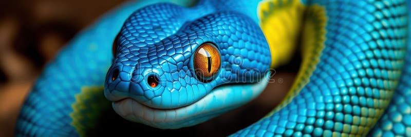 Vibrant Blue Tree Python Rests on a Natural Surface Showcasing Its ...