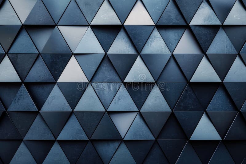 A Vibrant Blue Triangle Mosaic Wall Design Stock Photo - Image of wall ...