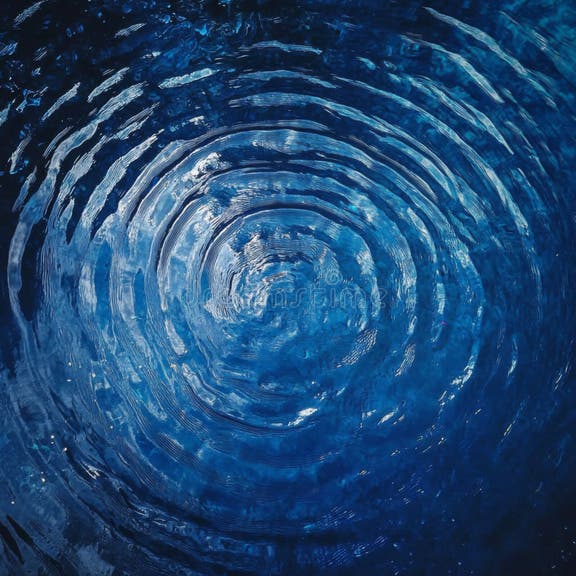 Vibrant Blue Water Ripples Creating Concentric Circles and Reflective ...
