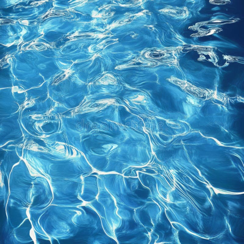 Vivid Blue Water Surface Reflecting Sunlight with Rippling Waves and ...