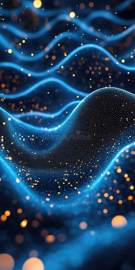 Vibrant Blue Waves with Shimmering Particles Create a Mesmerizing ...