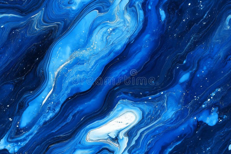 Vibrant Blue White Marbled Abstract Texture Swirling Fluid Patterns ...