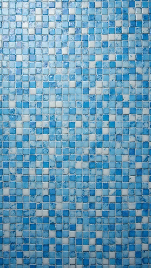 Vibrant Blue and White Mosaic Tile Floor with Glossy Finish Stock ...
