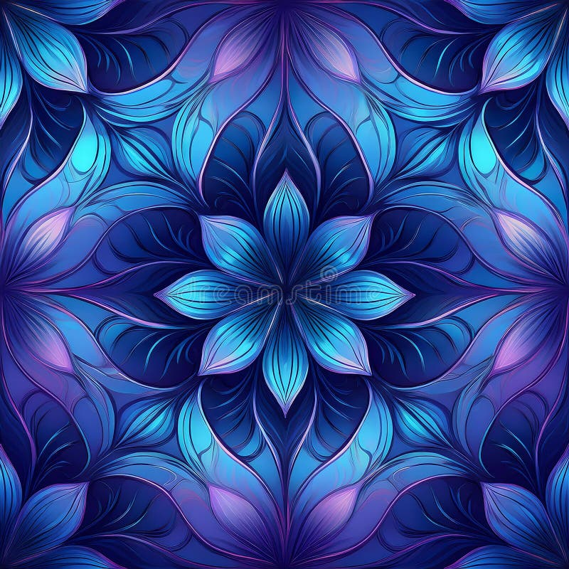 Geometric Blue Winged Flower Pattern Featuring Sharp Lines and Soft ...