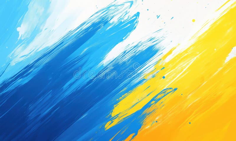 Vibrant Blue and Yellow Abstract Brush Strokes with Dynamic Texture and ...