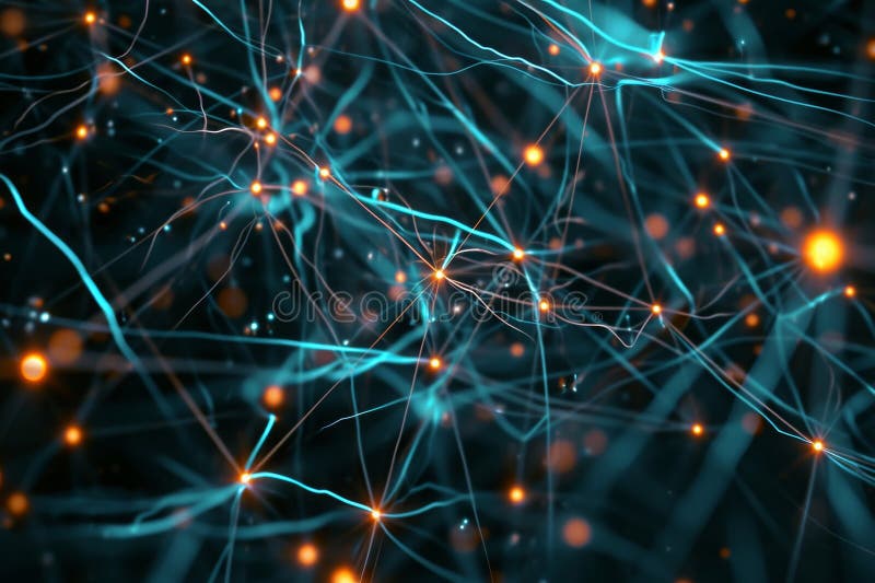 Vibrant Blue and Yellow Background with Bright Lights, a Web of ...