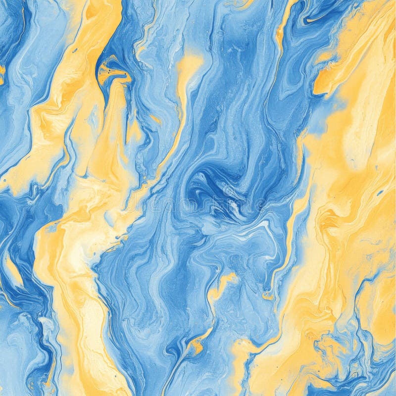Vibrant Blue and Yellow Marble Swirl Pattern with Fluid Dynamics ...