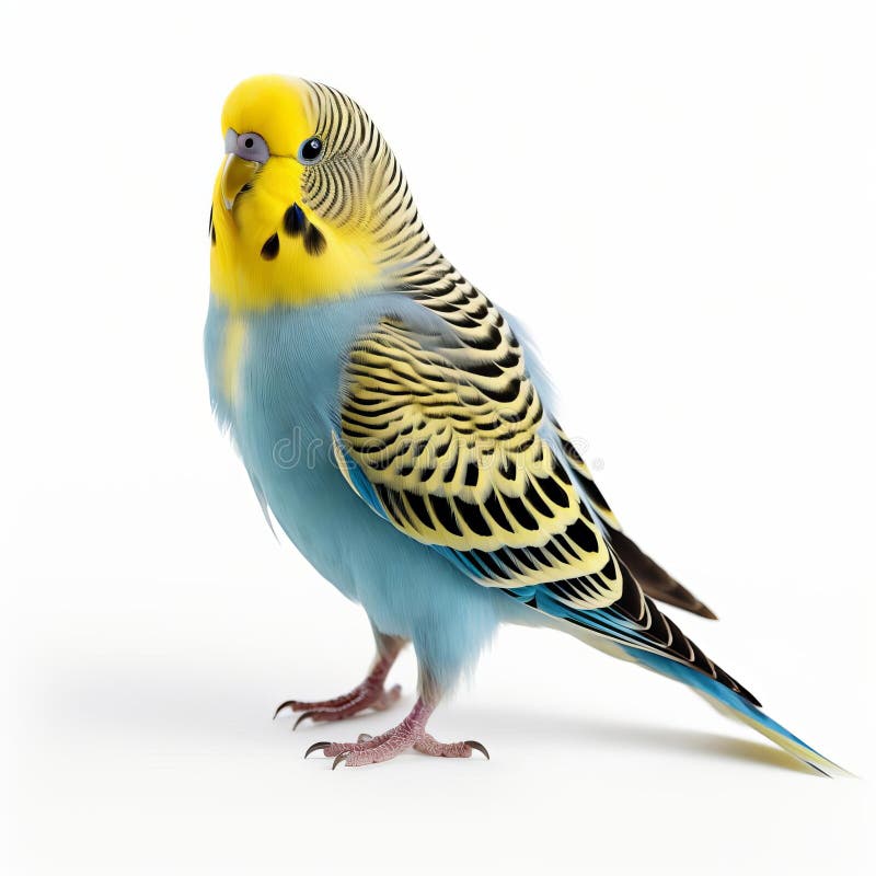 Vibrant Blue and Yellow Parakeet on White Background Stock Illustration ...