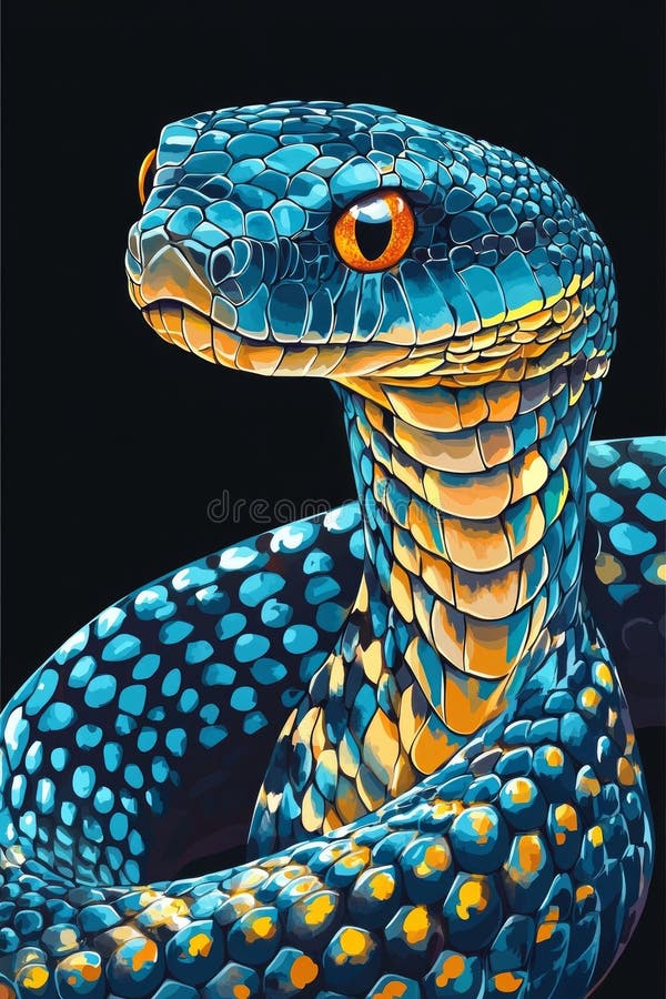 Vibrant Blue and Yellow Snake Illustration Stock Image - Image of ...
