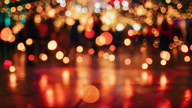 Vibrant Blurred Lights and Bokeh Effects Create a Festive Atmosphere on a Christmas Dance Floor ...