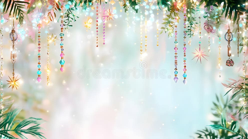 Vibrant Boho Style Banner with Glowing Pastel Patterns and Sparkling ...