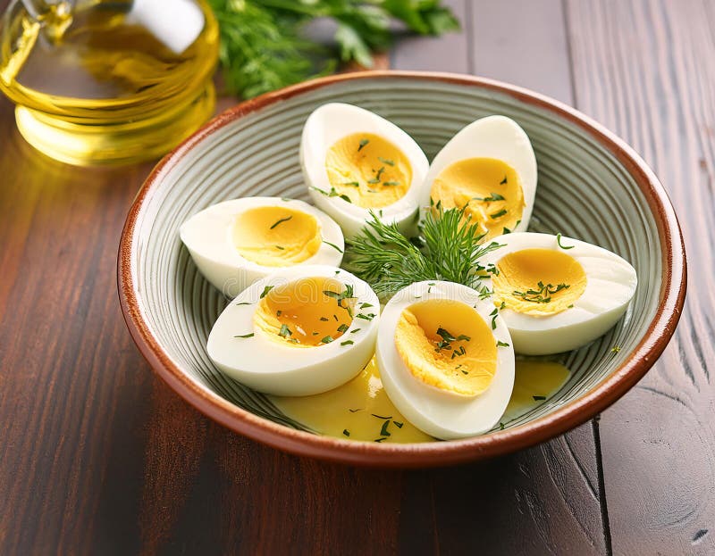 Vibrant Boiled Eggs in a Bowl with Parsley Stock Illustration ...