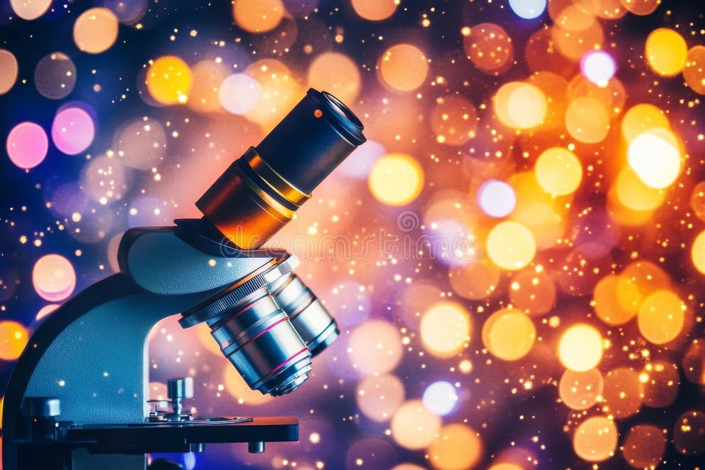 Vibrant Bokeh Lights and a Microscope are Captured in Close-up within a ...