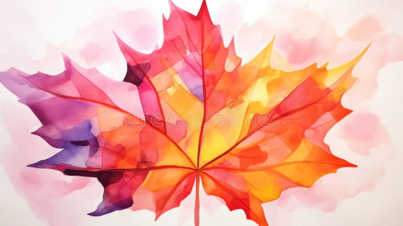 Vibrant and Bold Abstract Watercolor Maple Leaf AI Generated Stock ...