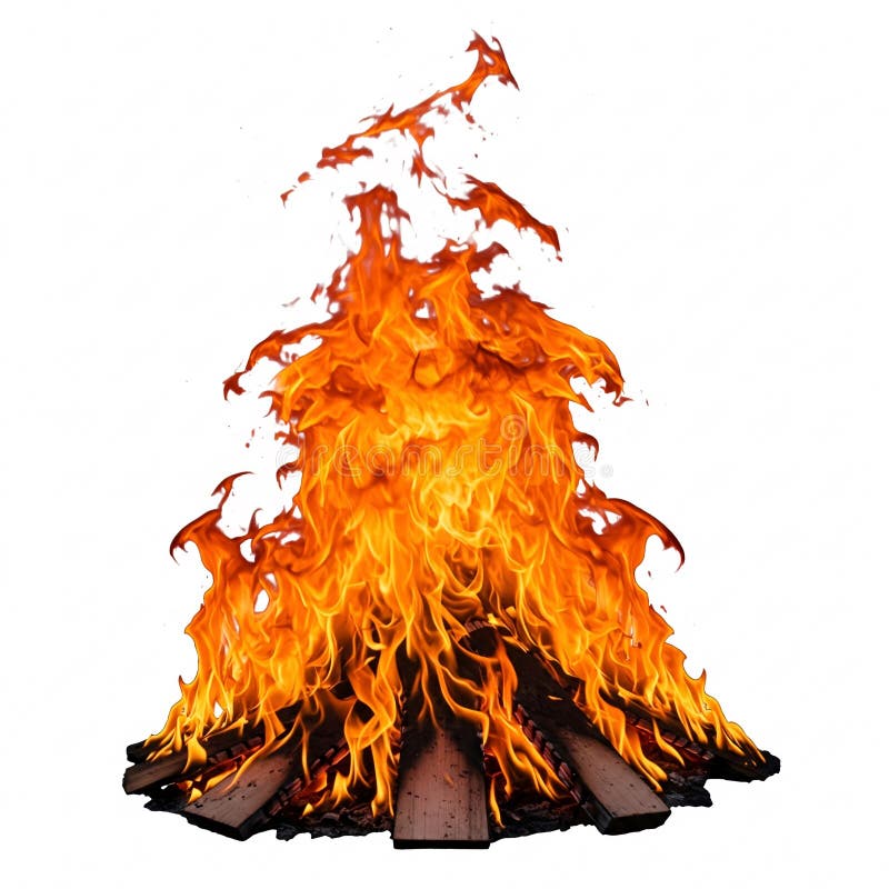 A Vibrant Bonfire with Tall Flames Leaping from Stacked Logs Stock ...