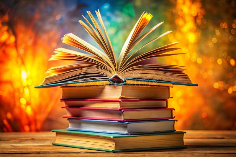 Vibrant Books Open Knowledge a Colorful Stack of Educational Literature ...