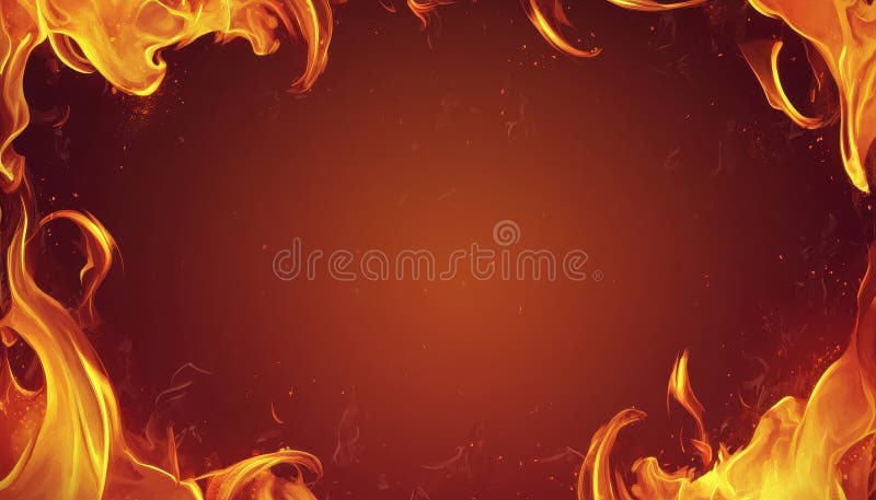 Bold Fiery Border with Vibrant Flames on a Dark Background for Striking ...