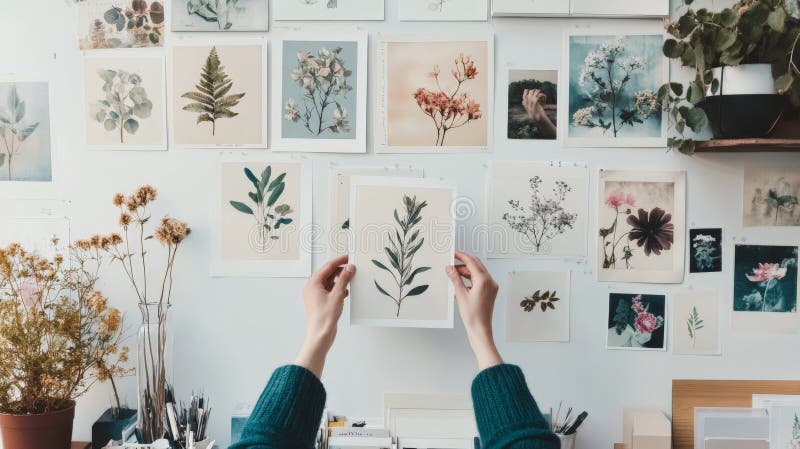 Vibrant Botanical Art Collection on Display in Creative Home Studio ...