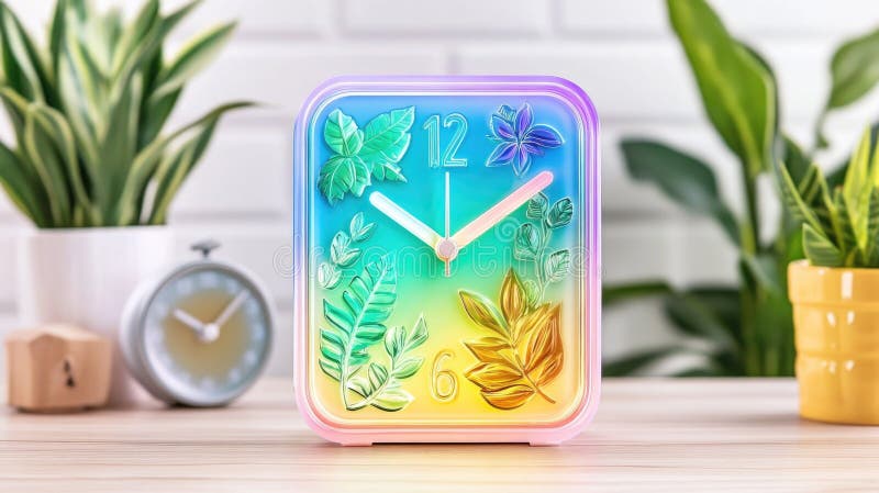 Vibrant Botanical Clock in Modern Interior Setting with Rainbow ...