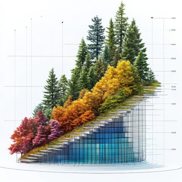 Vibrant Botanical Inspired Data Chart Featuring Gradient of Trees in ...