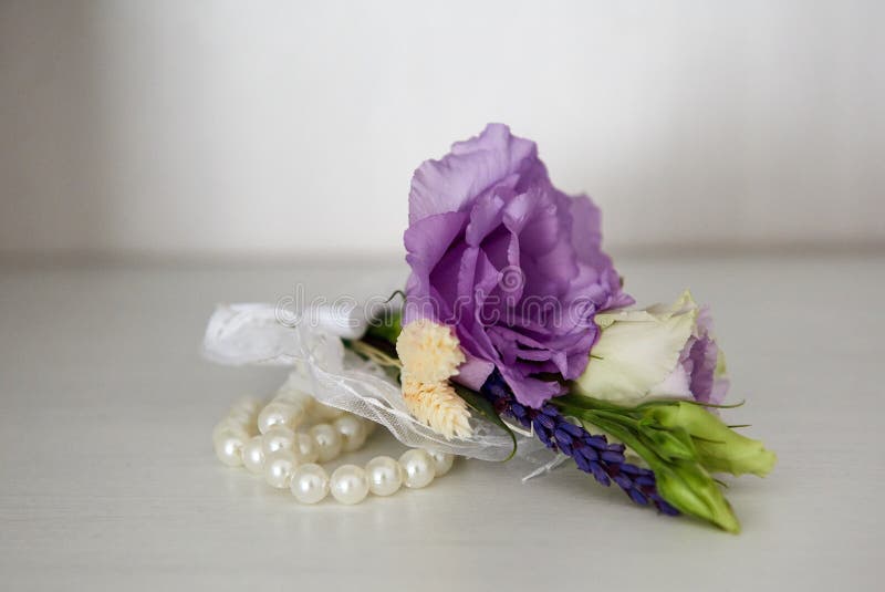 Vibrant Bouquet of Fresh Spring Flowers with a Strand of Pearls. Stock ...