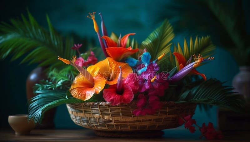 A Vibrant Bouquet of Multi Colored Flowers in a Green Vase Generated by ...