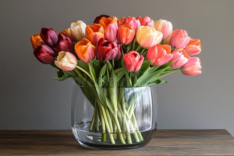 Vibrant Bouquet Tulips Adding Touch Spring Rustic Setting Stock Photos ...