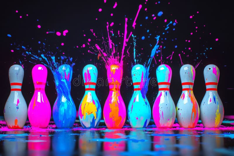 Vibrant Bowling Pin Explosion Art Stock Illustration - Illustration of ...