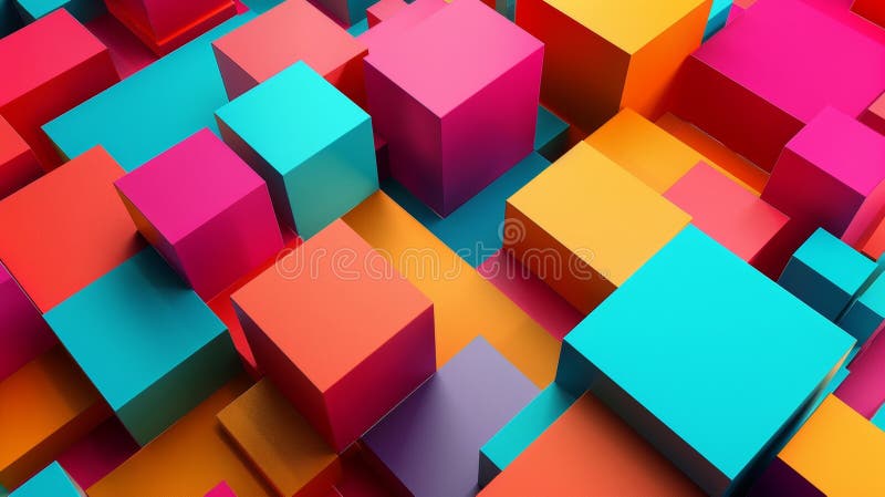 Vibrant Boxes with Precise Geometric Shapes Overlapping in a Bold and ...