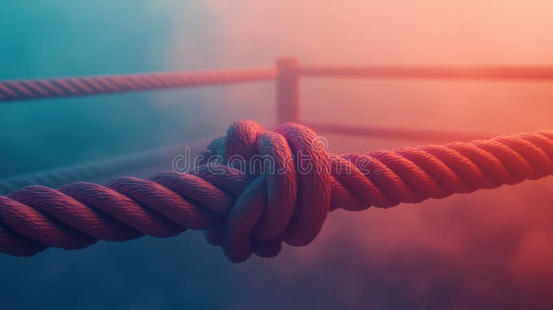 Vibrant Boxing Ring Corner, Focus on Red Ropes Against a Dramatic ...