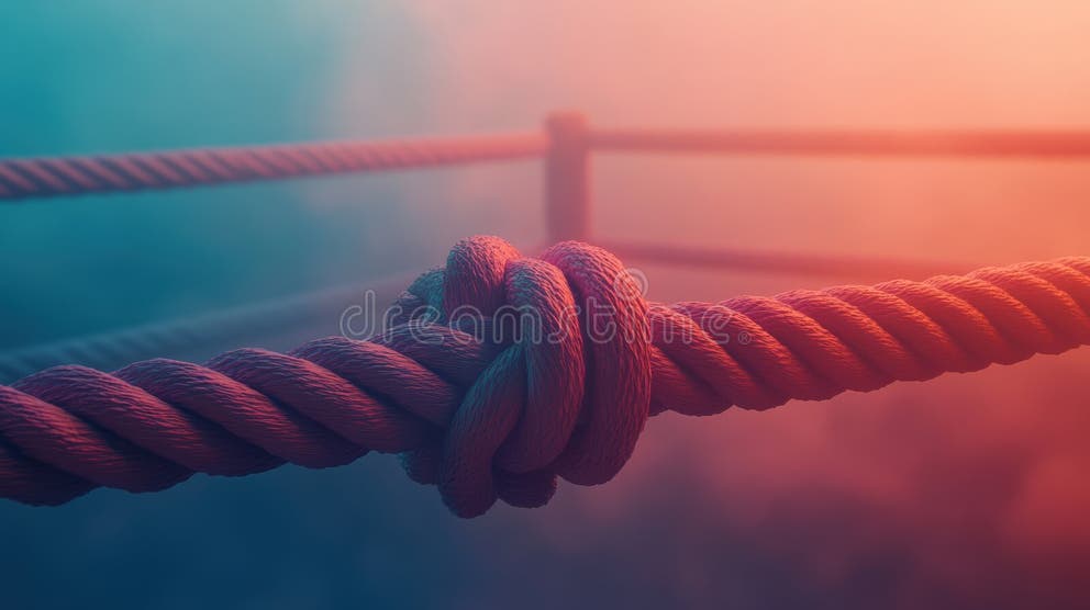 Vibrant Boxing Ring Corner, Focus on Red Ropes Against a Dramatic ...
