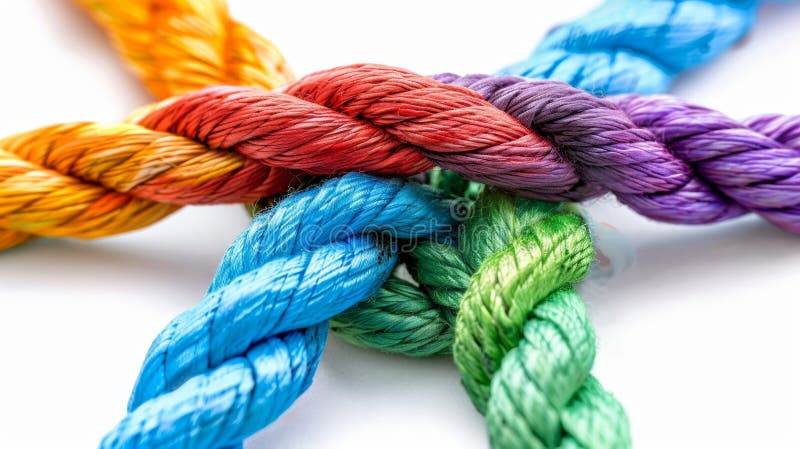 Vibrant Braided Ropes on White Background Symbolizing Unity, Diversity ...