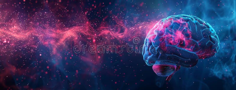 Vibrant Brain Concept in Space with Glowing Particles and Dynamic ...