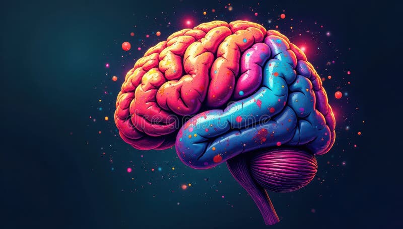 Vibrant Brain with Graffiti, Abstract Art Style, Art, Awareness, Graffiti Stock Illustration ...