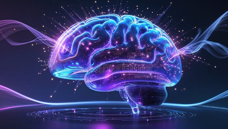 A Vibrant Brain Illuminated with Colorful Patterns Represents ...