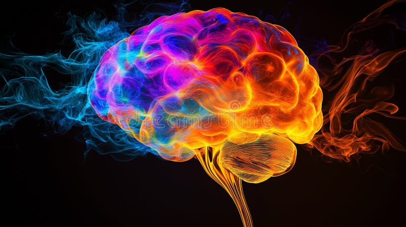 Vibrant Brain Illustration with Psychedelic Colors Stock Illustration ...
