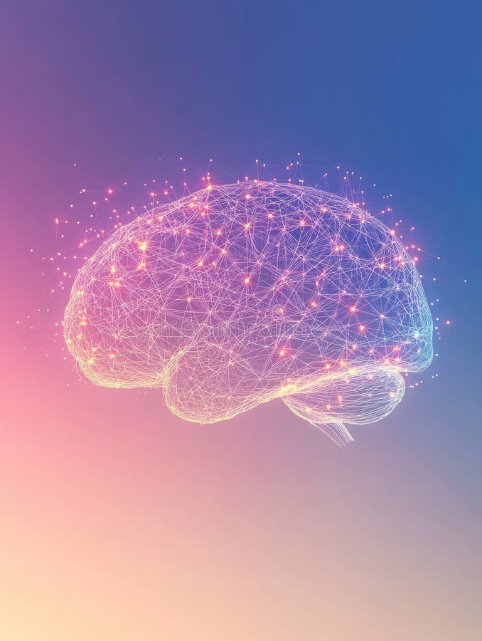 A Vibrant Brain Made of Glowing Light Points and Lines Offers Ample ...