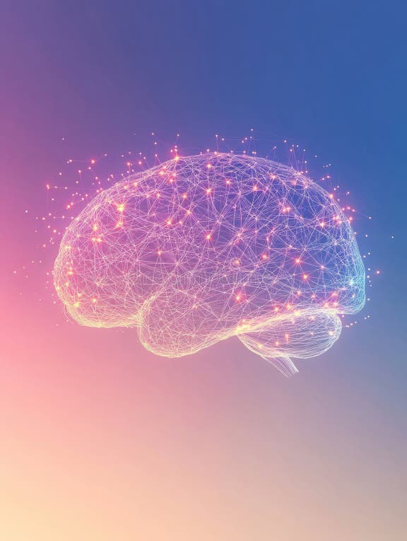 A Vibrant Brain Made of Glowing Light Points and Lines Offers Ample ...