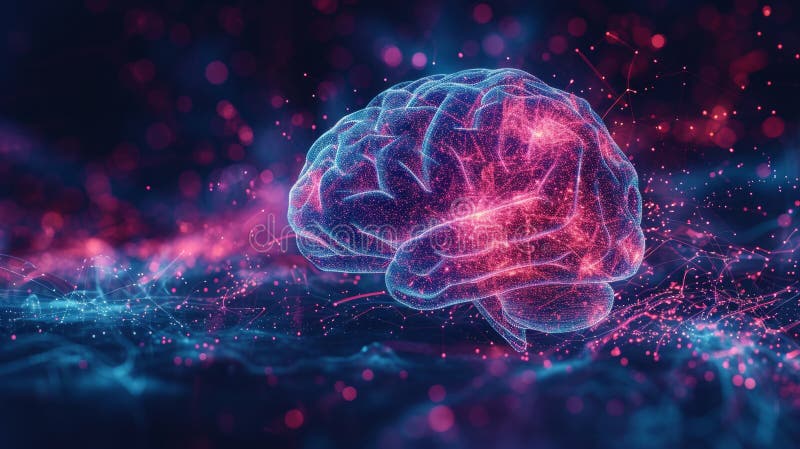 A Vibrant Brain-shaped Network with Neural Connections, Depicting ...