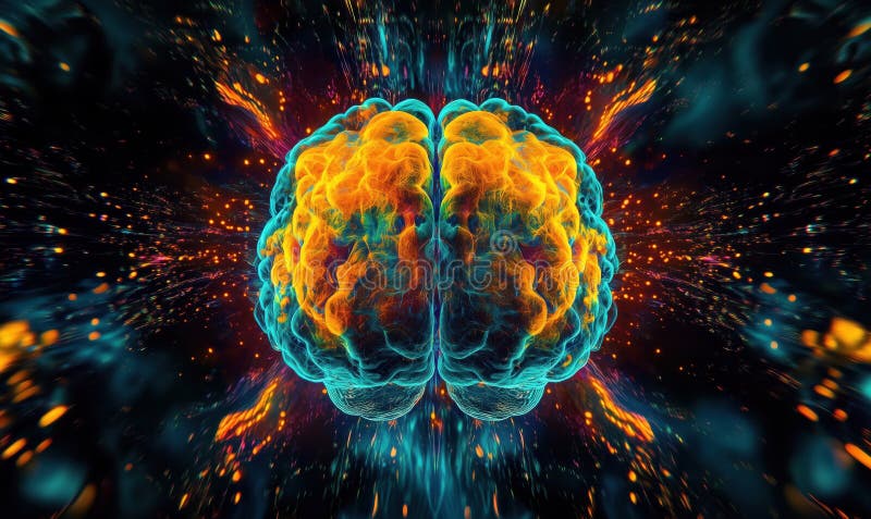 Vibrant Brain Visualization with Explosive Energy and Colorful Patterns ...