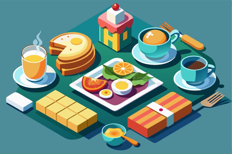 A Vibrant Breakfast Layout Featuring Eggs, Toast, Fruits, Drinks, and ...